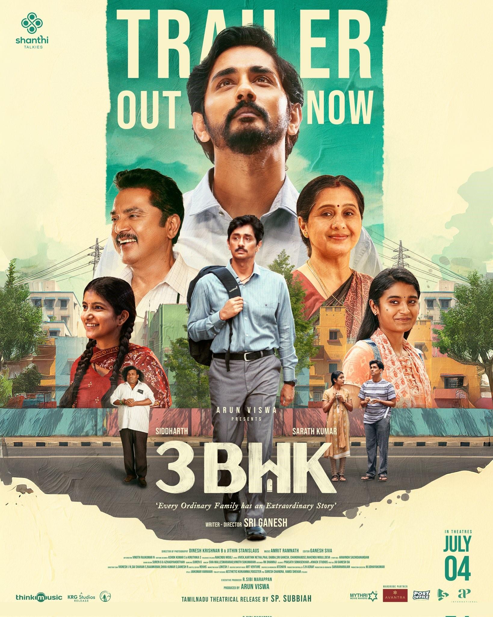 3BHK Trailer Out: Siddharth, Sarath Kumar, Devayani Lead July 4, 2025 Release Tamil Movie, Music ...